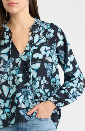 APNY Butterfly Print Long Sleeve Top