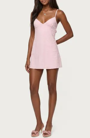 EDIKTED Iman Embroidered Cotton Cutout Minidress
