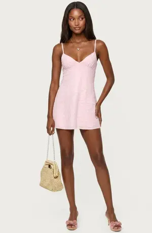 EDIKTED Iman Embroidered Cotton Cutout Minidress