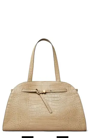 Tory Burch Romy Croc Embossed Leather Bauletto - Ginger Leaf