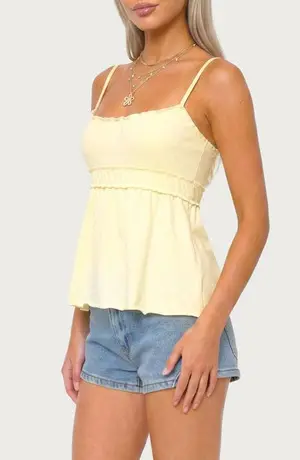 EDIKTED Zepher Lettuce Trim Tank Top