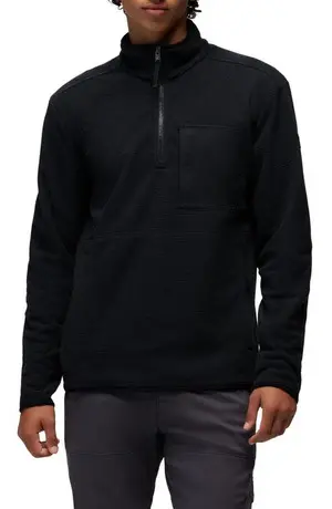 Prana Stretch Zion Fleece Quarter Zip Pullover - Black