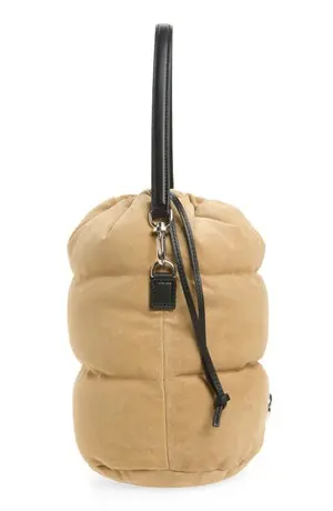 Moncler Caradoc Quilted Suede Bucket Bag - Beige