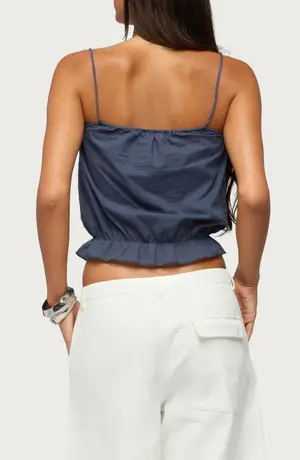 EDIKTED Keyhole Tie Front Cropped Top