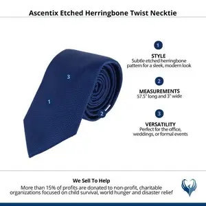 ASCENTIX Etched Herringbone Necktie - Navy