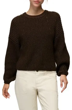 Prana Sunday River Crewneck Sweater - Dark Roast