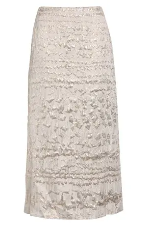 Partow Alina Textured Silk Blend Skirt - Silver
