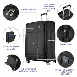 SKYWAY Sigma 7.0 Softside Expandable 28" Large Checked Spinner Luggage - Black