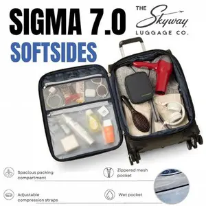 SKYWAY Sigma 7.0 Softside Expandable 28" Large Checked Spinner Luggage - Black