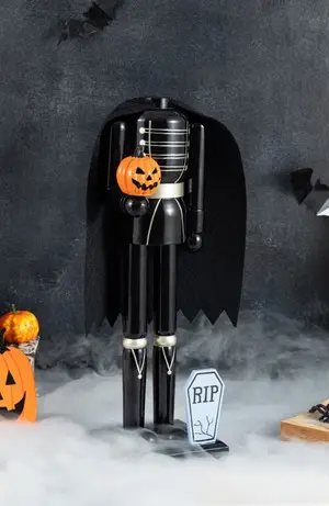 GLITZHOM Halloween Wood Skeleton With Ornament Nutcrackers - Black