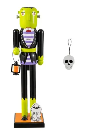 GLITZHOM Halloween Wood Skeleton With Ornament Nutcrackers - Green