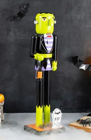 GLITZHOM Halloween Wood Skeleton With Ornament Nutcrackers - Green