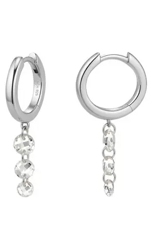 MADE BY MARY Dew Drop Floating Hoop Earrings Silver