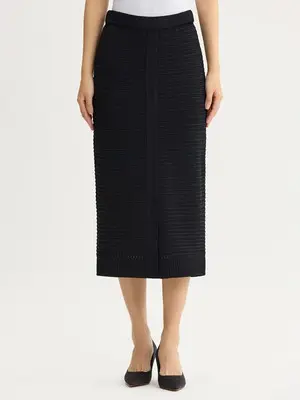 Misook Straight Monochromatic Ottoman Knit Maxi Skirt