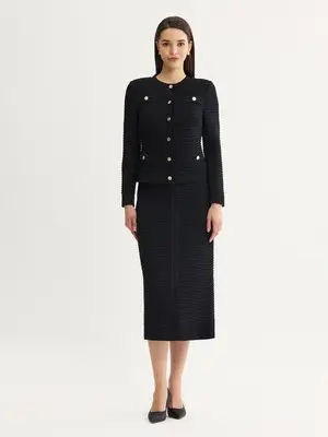 Misook Straight Monochromatic Ottoman Knit Maxi Skirt