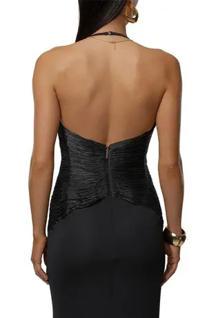 JLUXLABEL Enchanted Plunge Neck Mixed Media Gown
