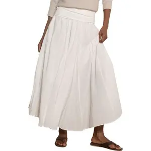 APRICOT Waistband Cotton Midaxi Skirt - Cream