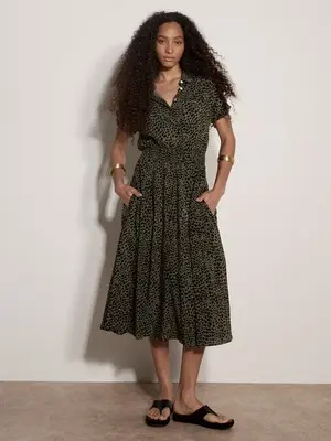 APRICOT Mono Dense Spot Shirt Midi Dress