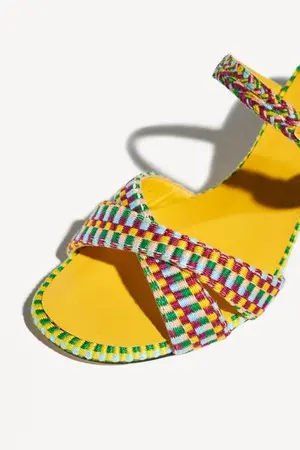 AMAMBAIH Irene Handwoven Sculptural Heel Mule - Caribe