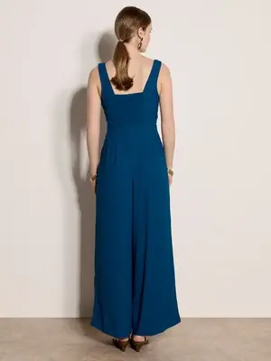 APRICOT Shirred Back Wide Leg Jumpsuit