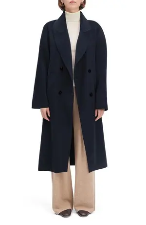 FAVORITE DAUGHTER The Luca Wool Blend Double Breasted Coat - Navy