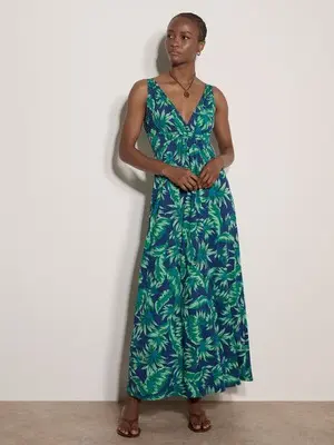 APRICOT Vintage Tropical Leaf Maxi Dress