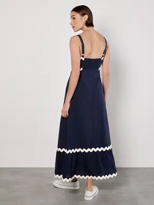 APRICOT Rick Rack Trim Trapeze Midaxi Dress