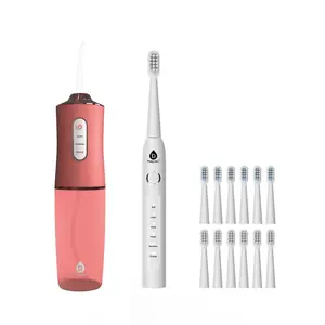 PURSONIC Rechargeable Water Flosser & Usb Electric Toothbrush With 12 Brush Heads - Multicolor