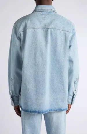 Bottega Veneta Oversize Sky Bleached Cotton & Silk Denim Button-up Overshirt