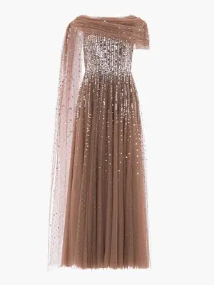 NEEDLE & THREAD Moonlight Sequin Draped Gown