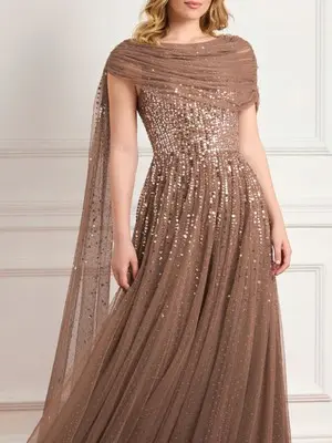 NEEDLE & THREAD Moonlight Sequin Draped Gown