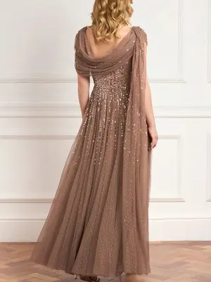 NEEDLE & THREAD Moonlight Sequin Draped Gown