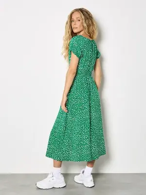 APRICOT Milkmaid Midi Spot Printed Dress