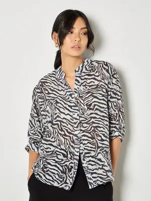 APRICOT Oversized Semi-sheer Blouse - White