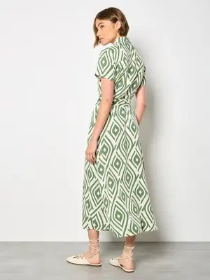APRICOT Short Sleeve Midi Shirt Dress