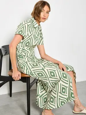 APRICOT Short Sleeve Midi Shirt Dress