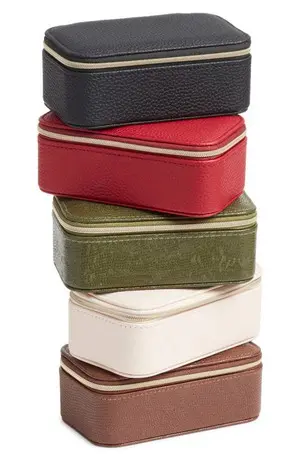 Nordstrom Rectangle Zip Jewelry Box - Olive Texture