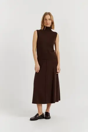 Chinti & Parker Wool-cashmere High-neck Tank - Chocolate