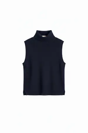 Chinti & Parker Wool-cashmere High-neck Tank - Navy