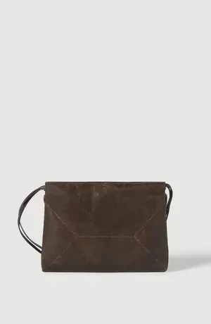 Brunello Cucinelli Pouch Bag In Lizard-effect Calfskin - Rust Brown