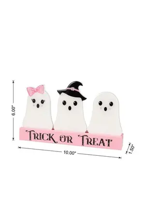 GLITZHOME 10"l Halloween Wooden Epoxy Ghosts Table Decor