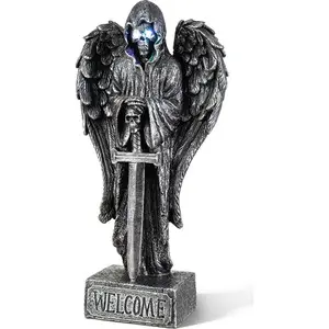 GLITZHOME Halloween Lighted Resin Grim Reaper Skulls Candles Table Decor With Timer - Black