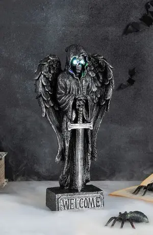 GLITZHOME Halloween Lighted Resin Grim Reaper Skulls Candles Table Decor With Timer