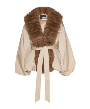 ROTATE BY BIRGER CHRISTENSEN Faux Fur Collar Jacket - Nude