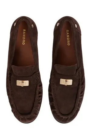 Sandro Suede Loafers With Clasp