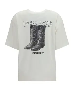 Pinko Logo And Graphic Print T-shirt - White