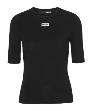 ROTATE BY BIRGER CHRISTENSEN Logo Patch Crewneck T-shirt - Black