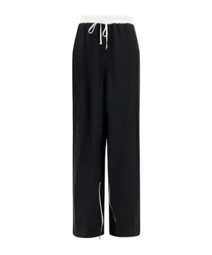 Kiton Wide-leg Silk Pants - Black