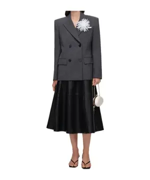 SELF-PORTRAIT Double Breasted Flower Blazer - Grey