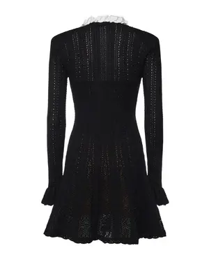 SELF-PORTRAIT Lace Trim Knit Mini Dress